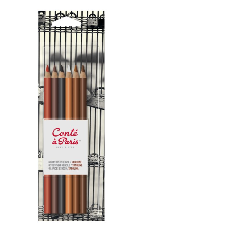 Conte A Paris Sketching Set- Sanguine- 6 Assorted Pencils — ShopRCA